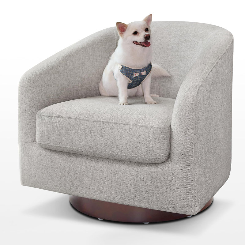 Latitude Run® Aavyan 31.1'' Wide Swivel Barrel Chair, Pet Friendly Scratch-Resistant Fabric ...